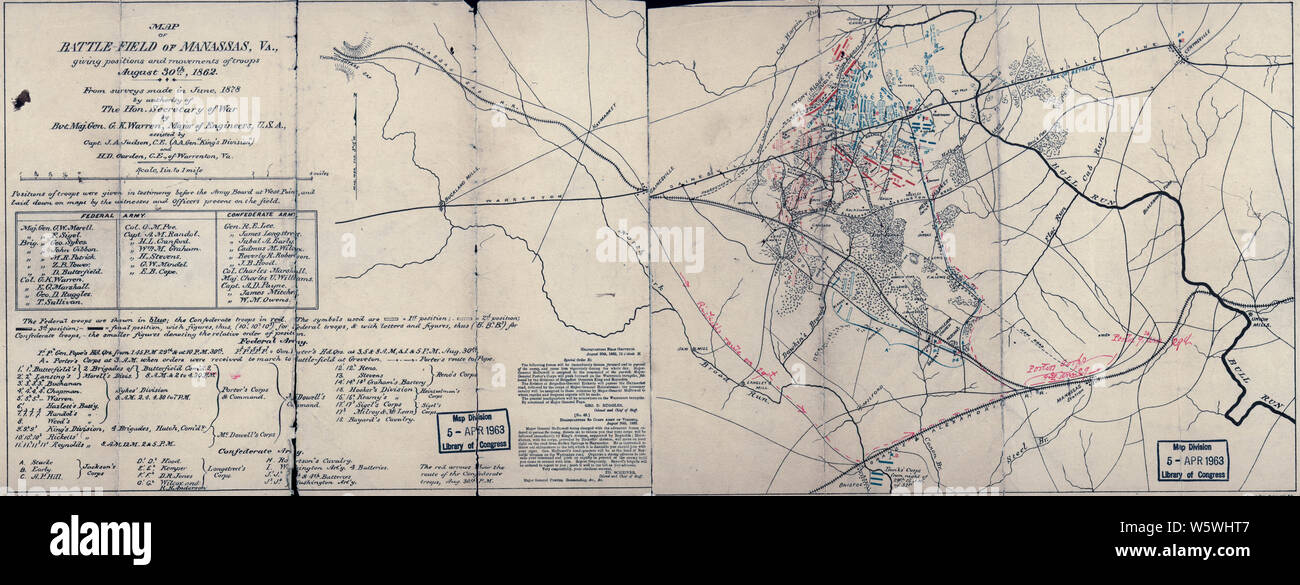 Civil War Maps 0661 Map of battle-field of Manassas Va giving positions ...