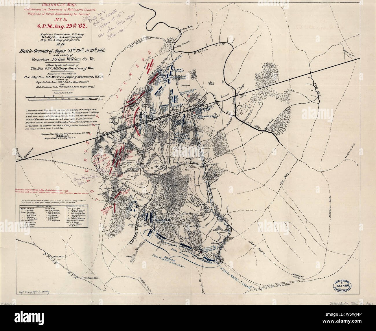 Civil War Maps 0663 Map of battle-grounds of August 28th 29th 30th 1862 ...