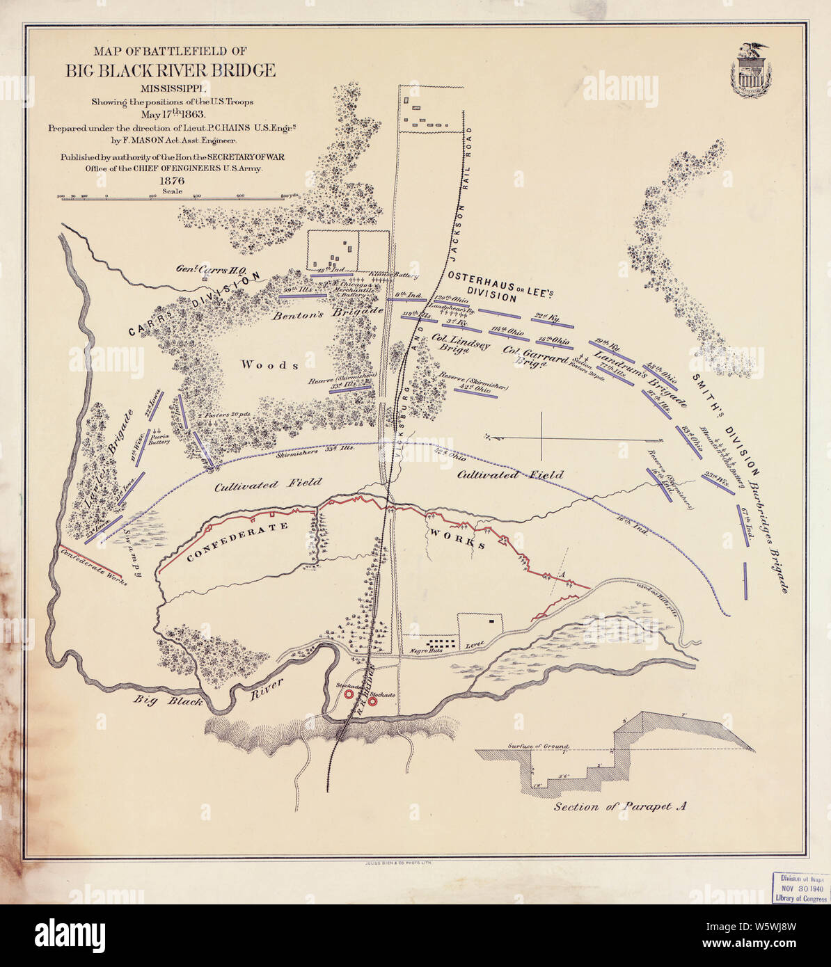 Civil War Maps 0667 Map of battlefield of Big Black River Bridge ...