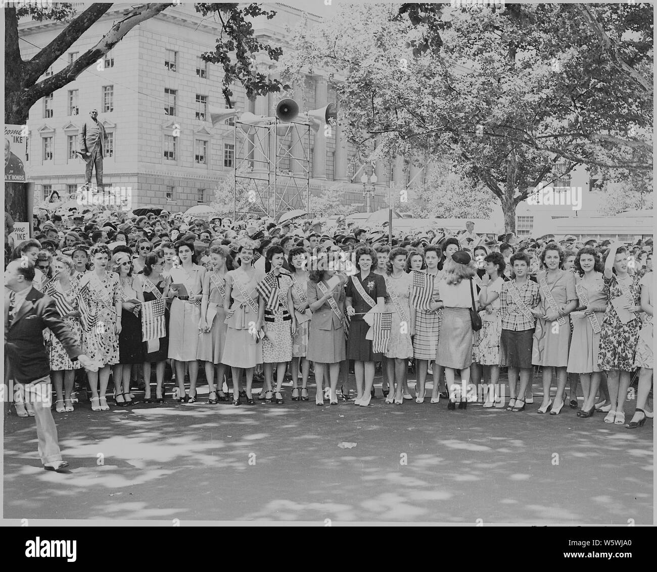 Photograph of a group of young women, identified as War Bond Commandos ...