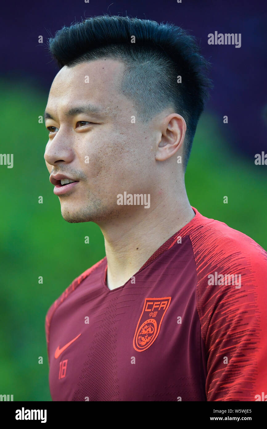 Gao Lin of the Chinese national men's football team takes part in a ...