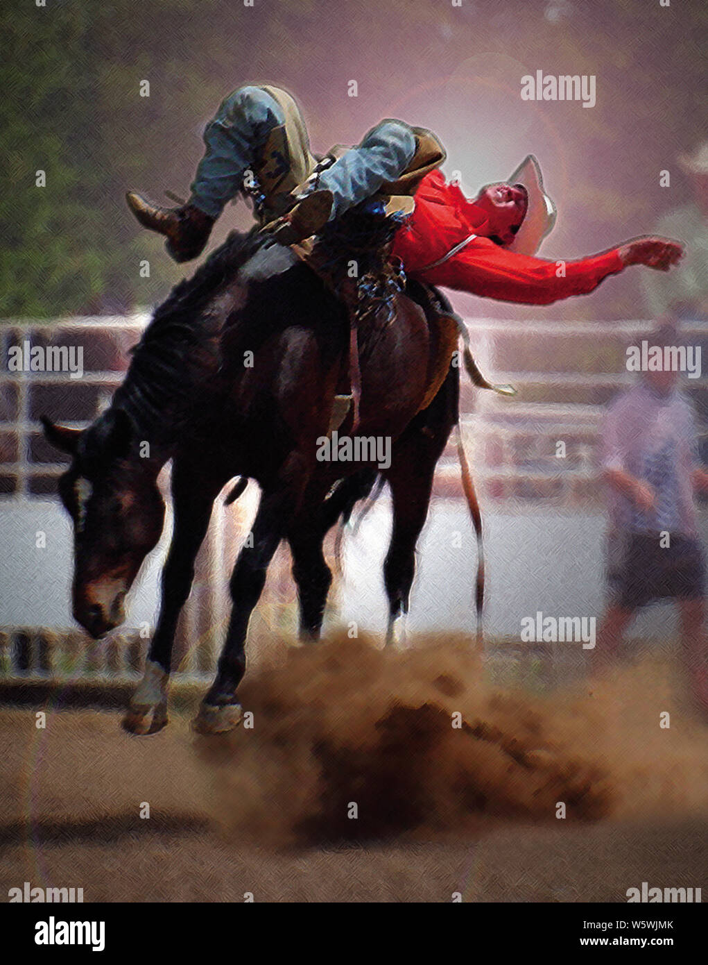 Illustration of a Bronc Rider at Rodeo Stock Photo - Alamy