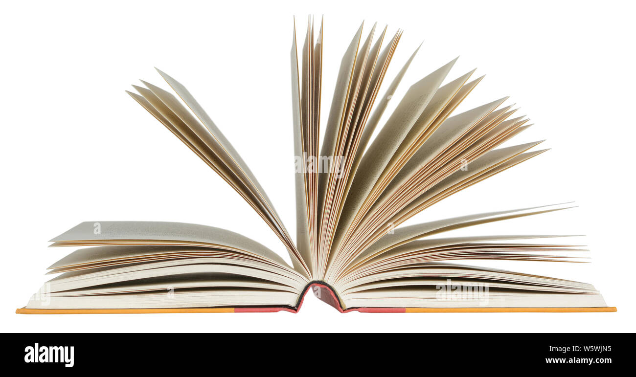 one open book isolated on white background Stock Photo - Alamy