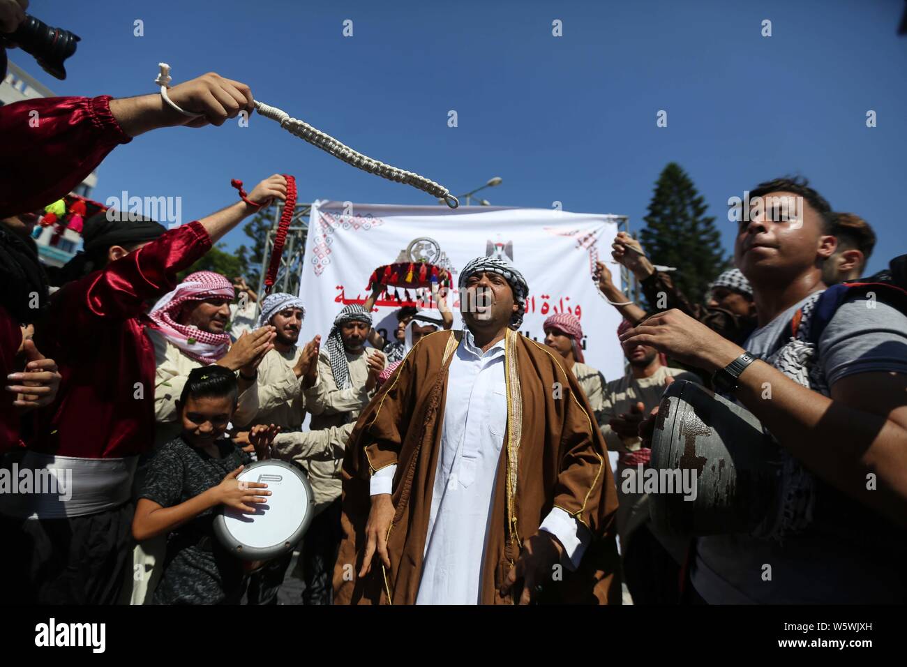 Gaza City, The Gaza Strip, Palestine. 30th July 2019. Palestinians wear ...