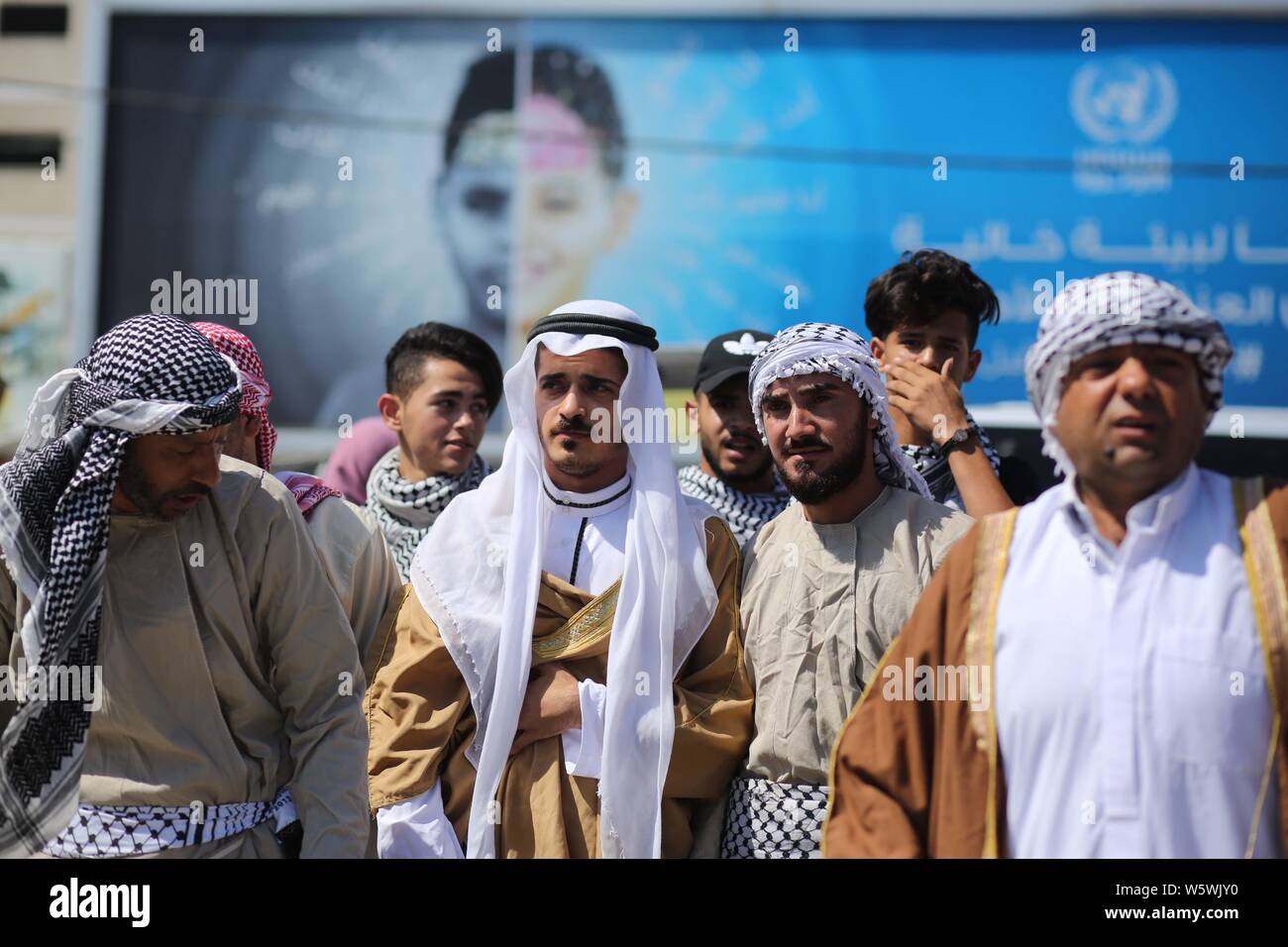 Gaza City, The Gaza Strip, Palestine. 30th July 2019. Palestinians wear ...