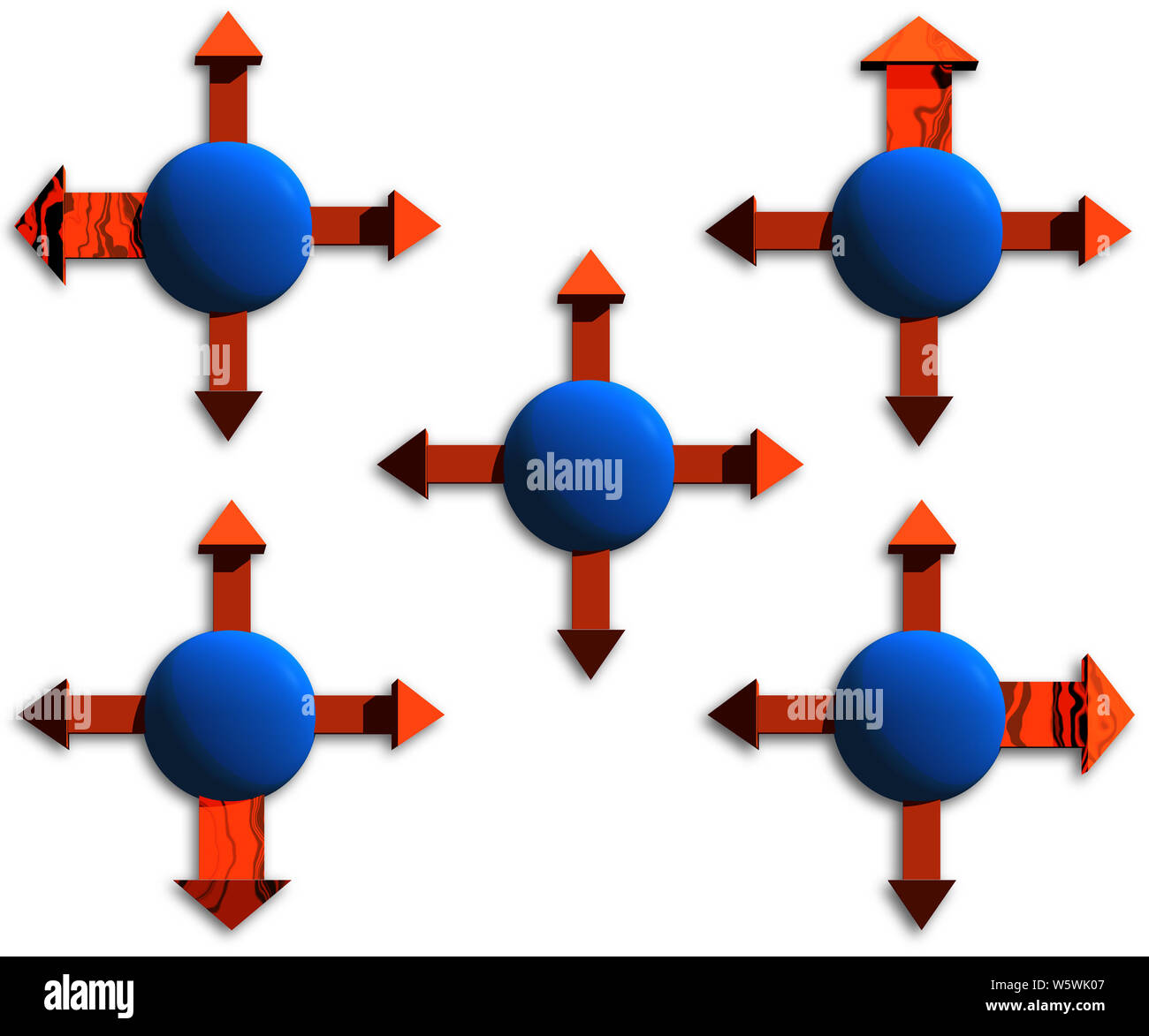 Three D Directional web buttons with arrow set Red Blue Stock Photo - Alamy