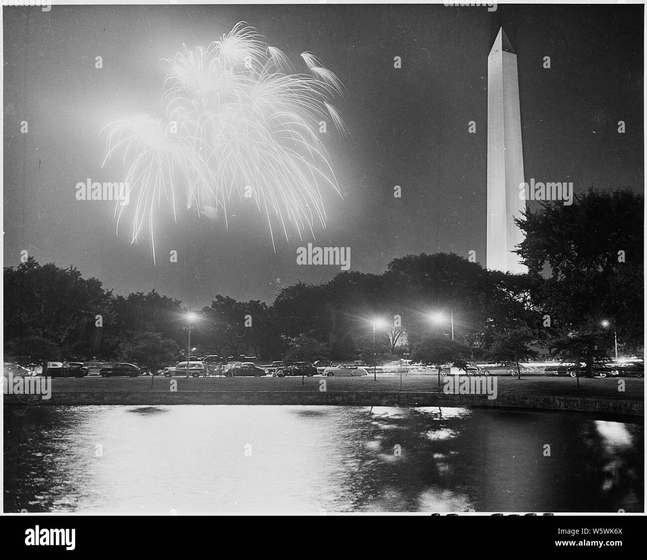 Photograph of fireworks going off in the night sky by the Washington ...