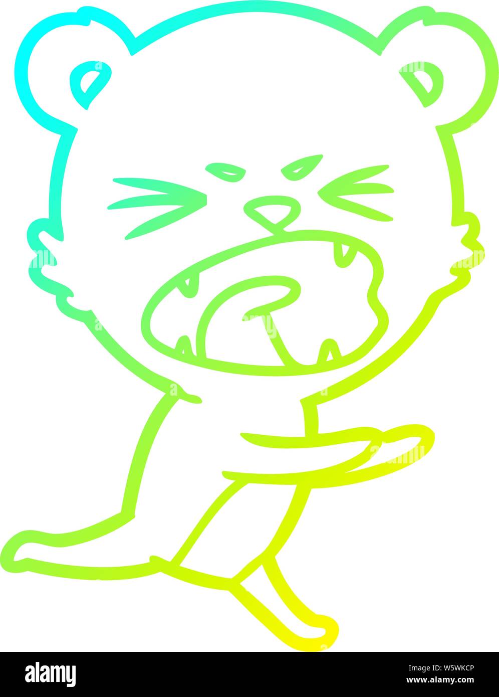 cold gradient line drawing of a angry cartoon bear shouting Stock ...