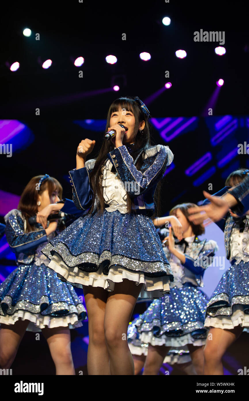 Members of Chinese idol girl group AKB48 Team SH, an official sister group of the Japanese idol ...