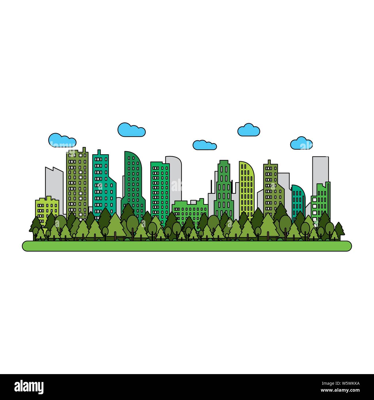 urban city buildings view cartoon Stock Vector Image & Art - Alamy