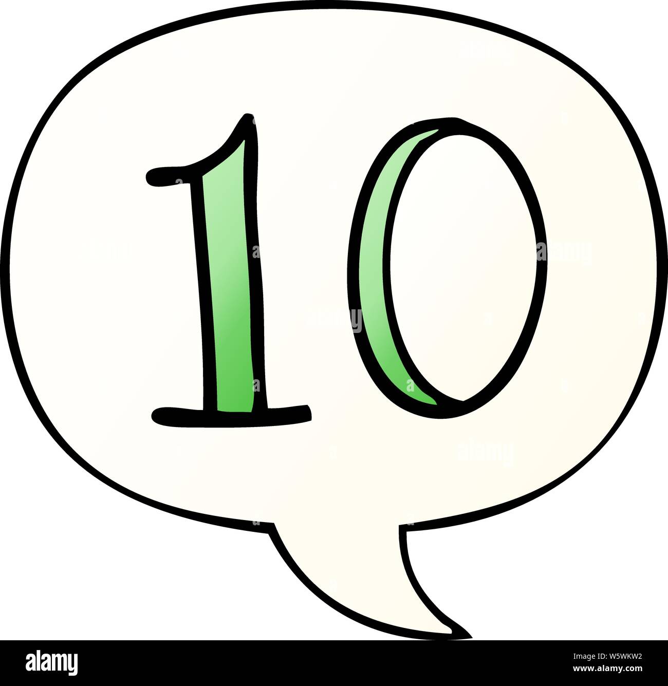 cartoon number 10 with speech bubble in smooth gradient style Stock ...