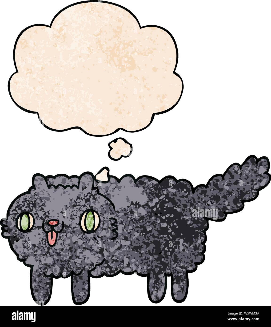 cartoon cat with thought bubble in grunge texture style Stock Vector ...