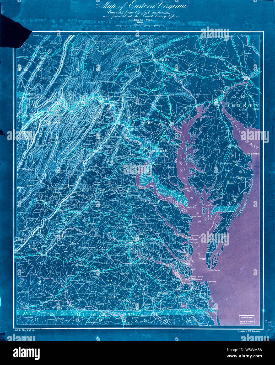 Civil War Maps 0705 Map of eastern Virginia Inverted Rebuild and Repair ...