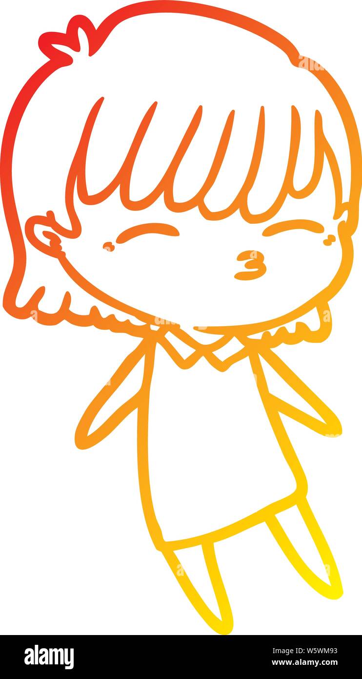 warm gradient line drawing of a cartoon woman Stock Vector Image & Art ...