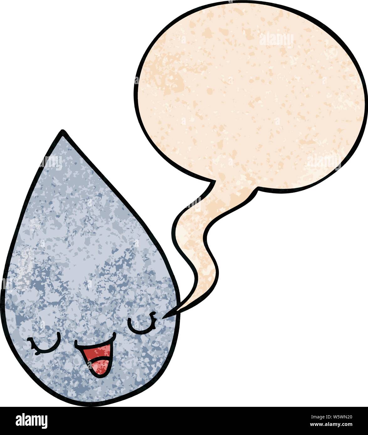 cartoon raindrop with speech bubble in retro texture style Stock Vector ...