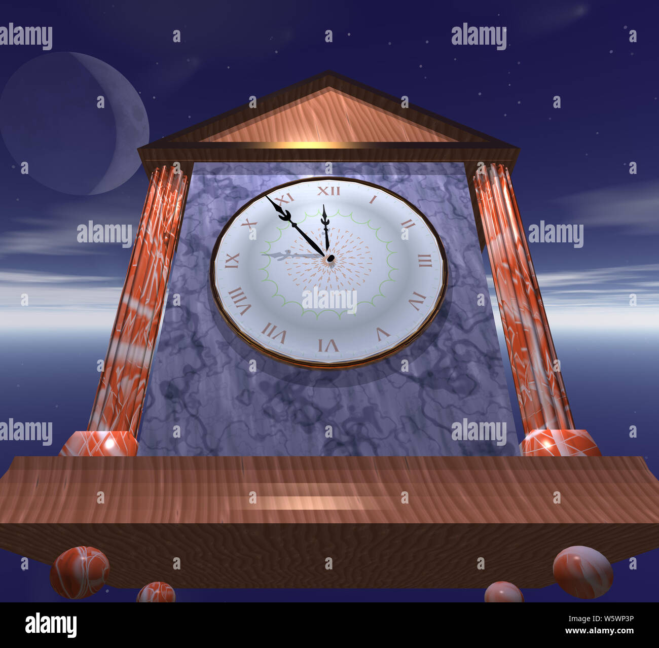 Illustration of a clock getting to midnight on hands and with quarter ...