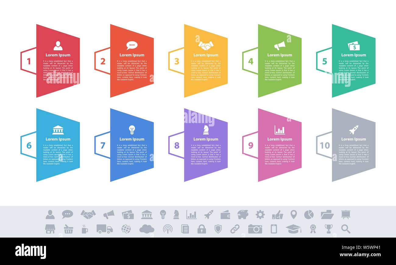 Infographic design business concept vector illustration with 10 steps ...
