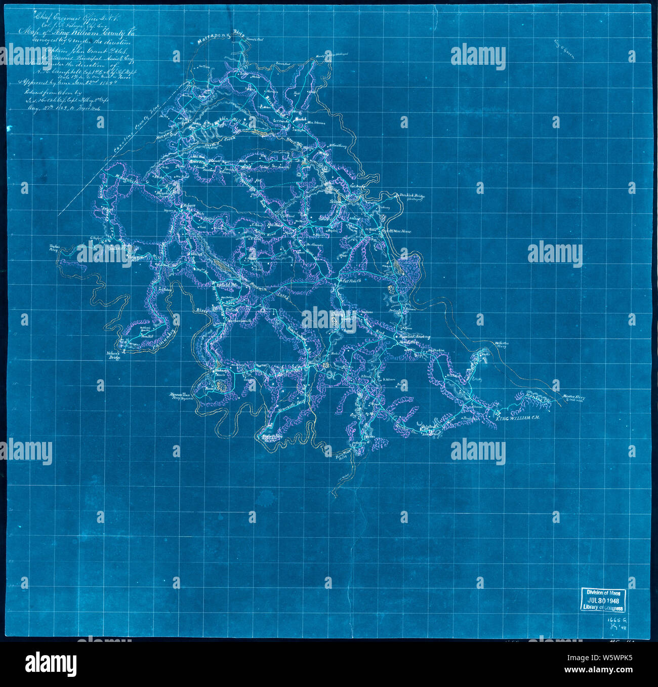 Civil War Maps 0734 Map of King William County Va Inverted Rebuild and ...