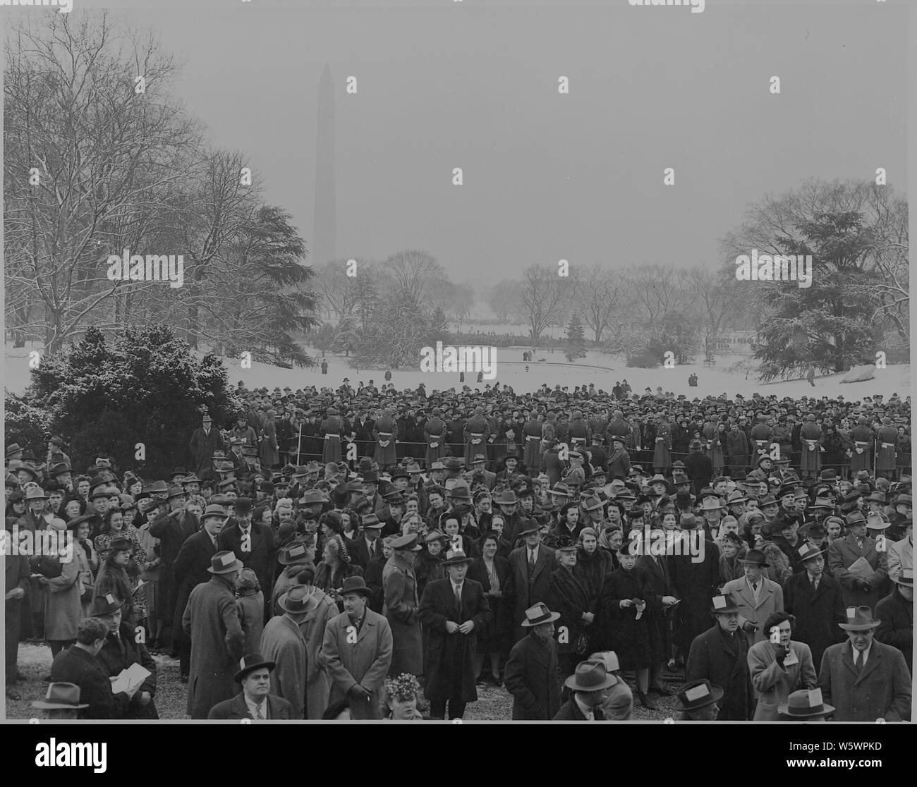 Photograph of the crowd at the 1945 Inauguration Stock Photo - Alamy