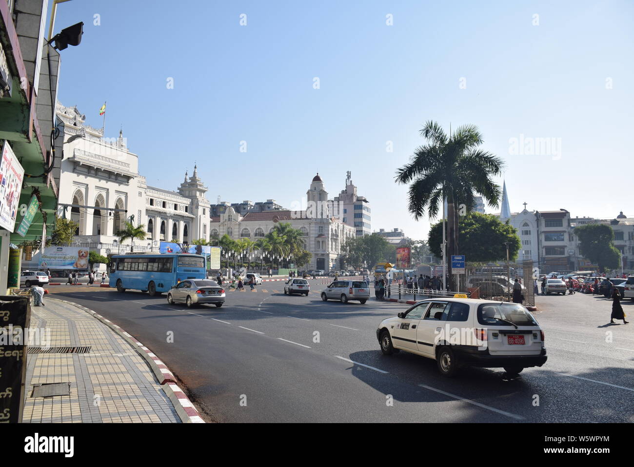View of Yangon city hall, one of the main buildings in the former ...