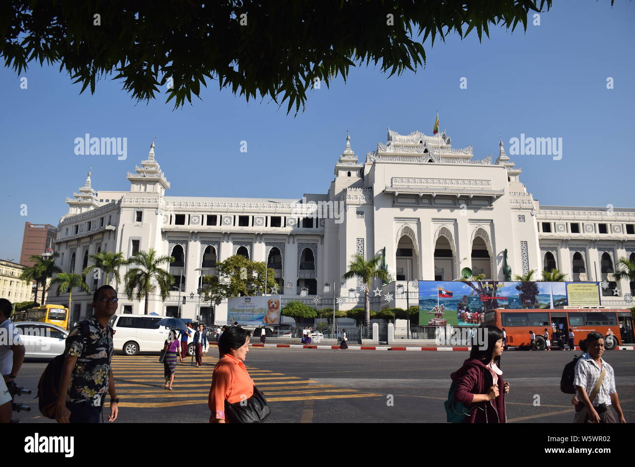 View of Yangon city hall, one of the main buildings in the former ...