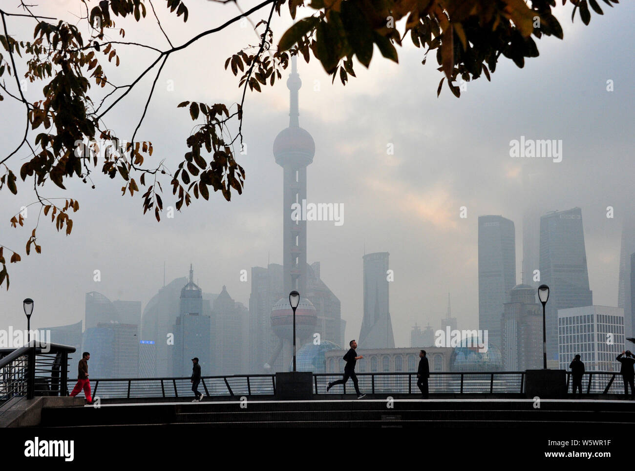 View of the skyline of the Lujiazui Financial District with the ...