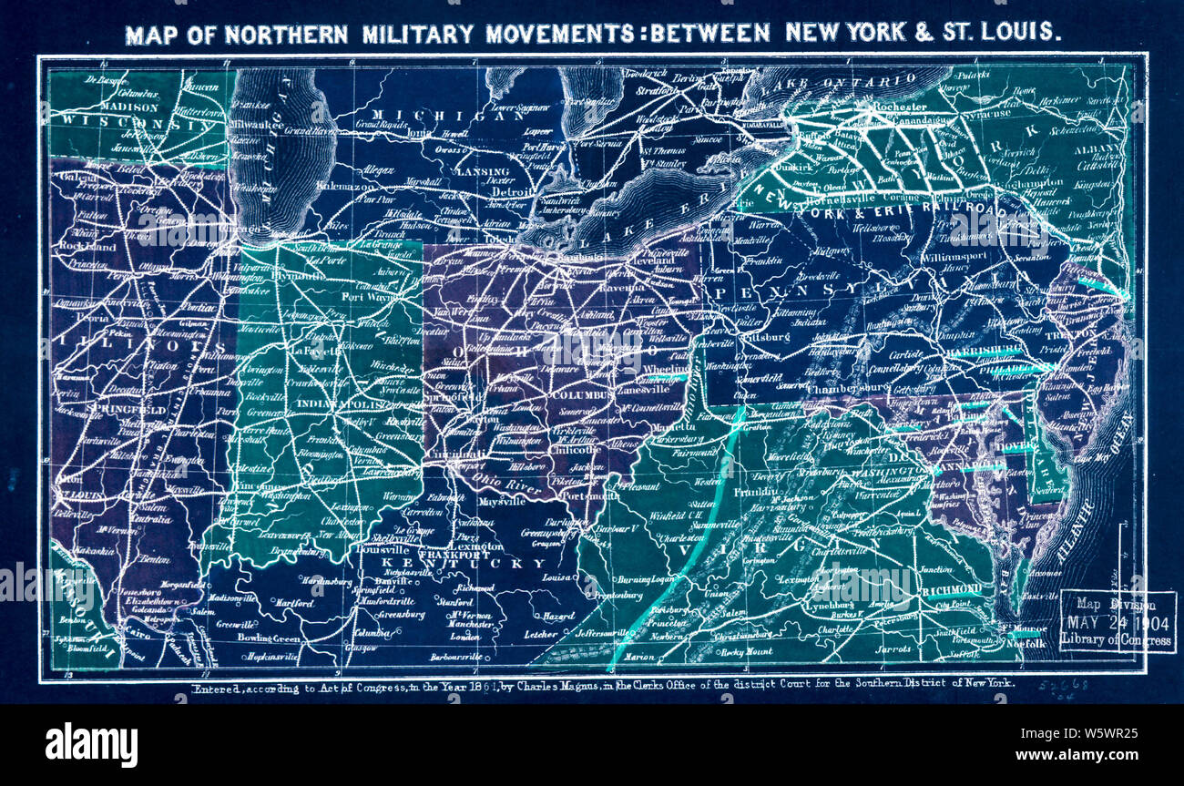 Civil War Maps 0760 Map of northern military movements between New York ...