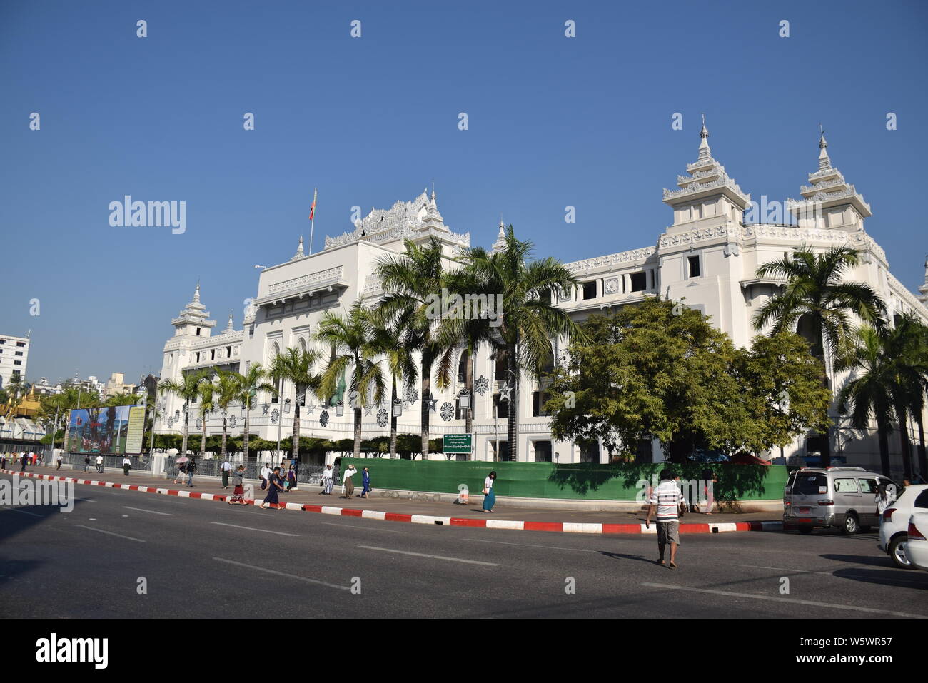 View of Yangon city hall, one of the main buildings in the former ...