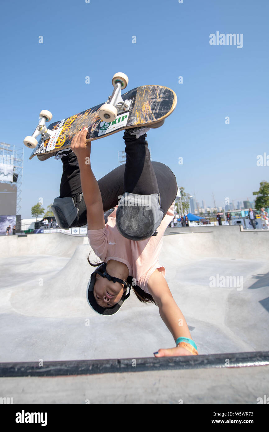 A player competes in the women's final match during the 2018 World ...