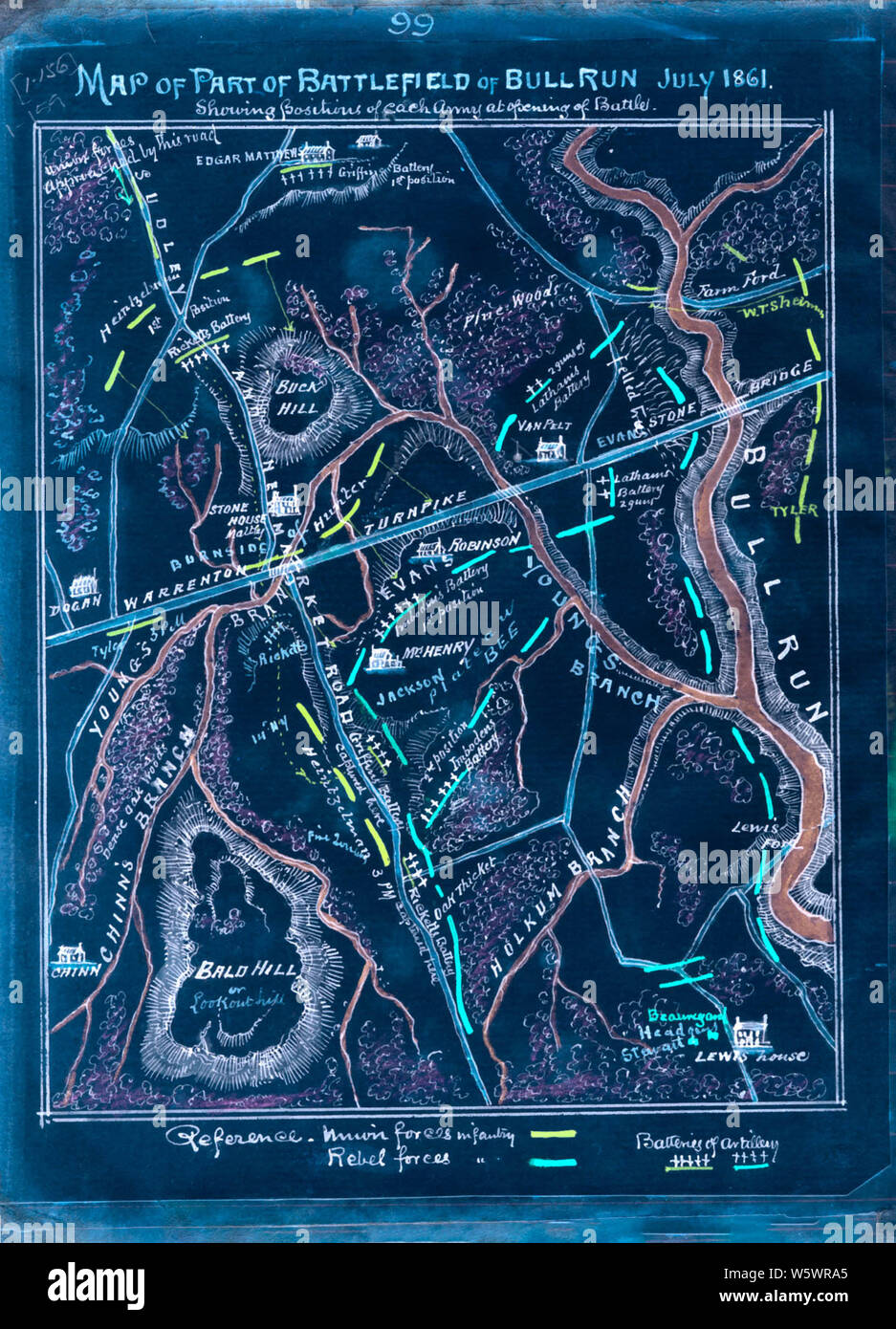 Civil War Maps 0768 Map of part of battlefield of Bull Run July 1861 ...