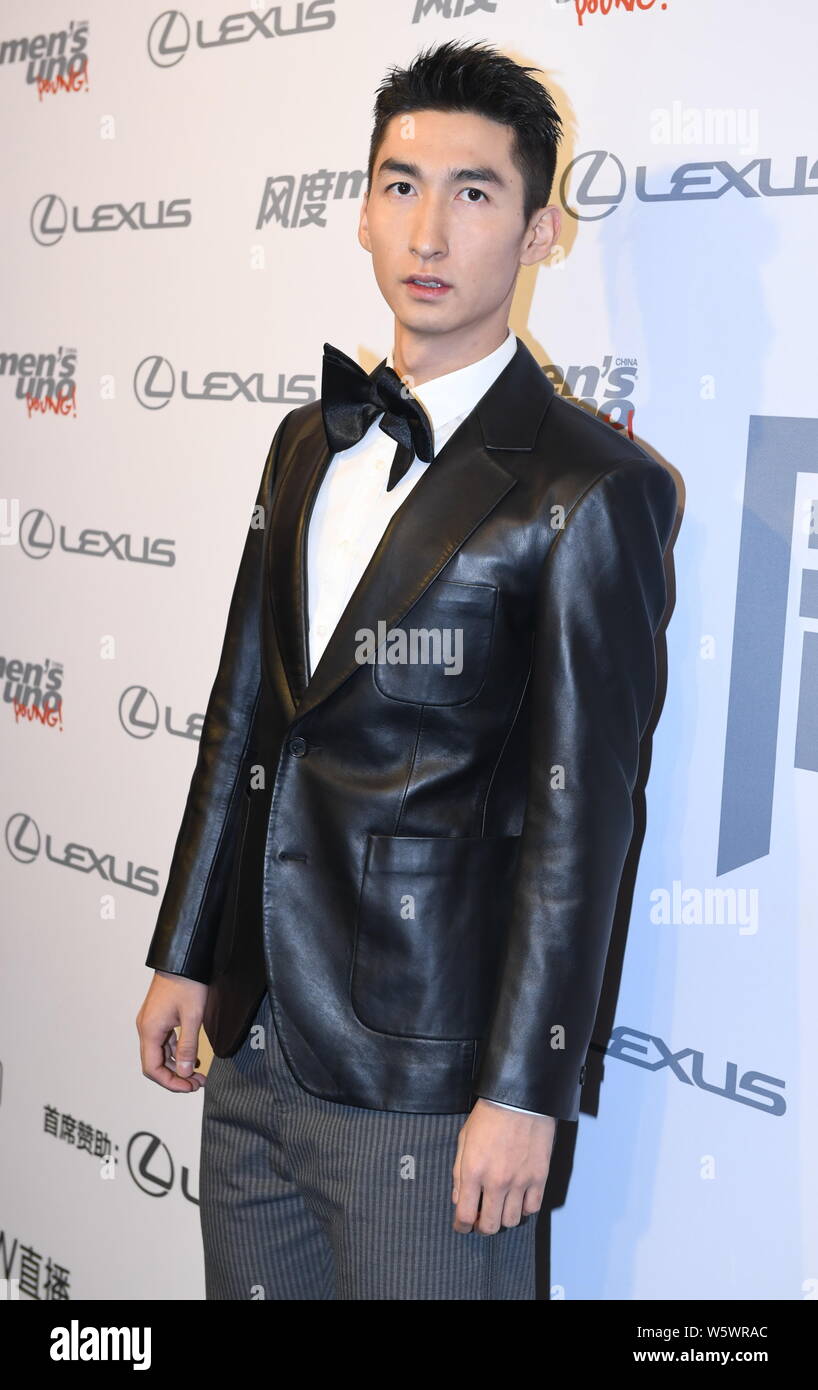 Chinese short track speed skater Wu Dajing, the winner of the men's 500 ...