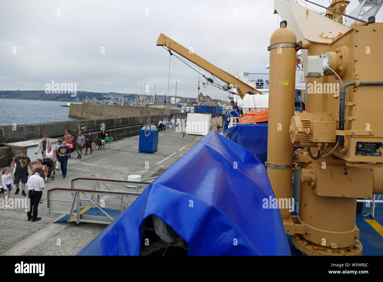 People boarding the Scillonian 3 ferry to the Isles of Scilly Stock ...