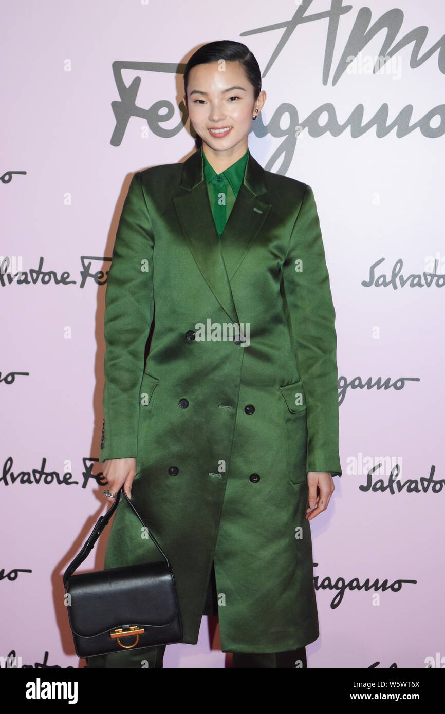 Chinese model Ju Xiaowen attends a promotional event for Ferragamo in ...
