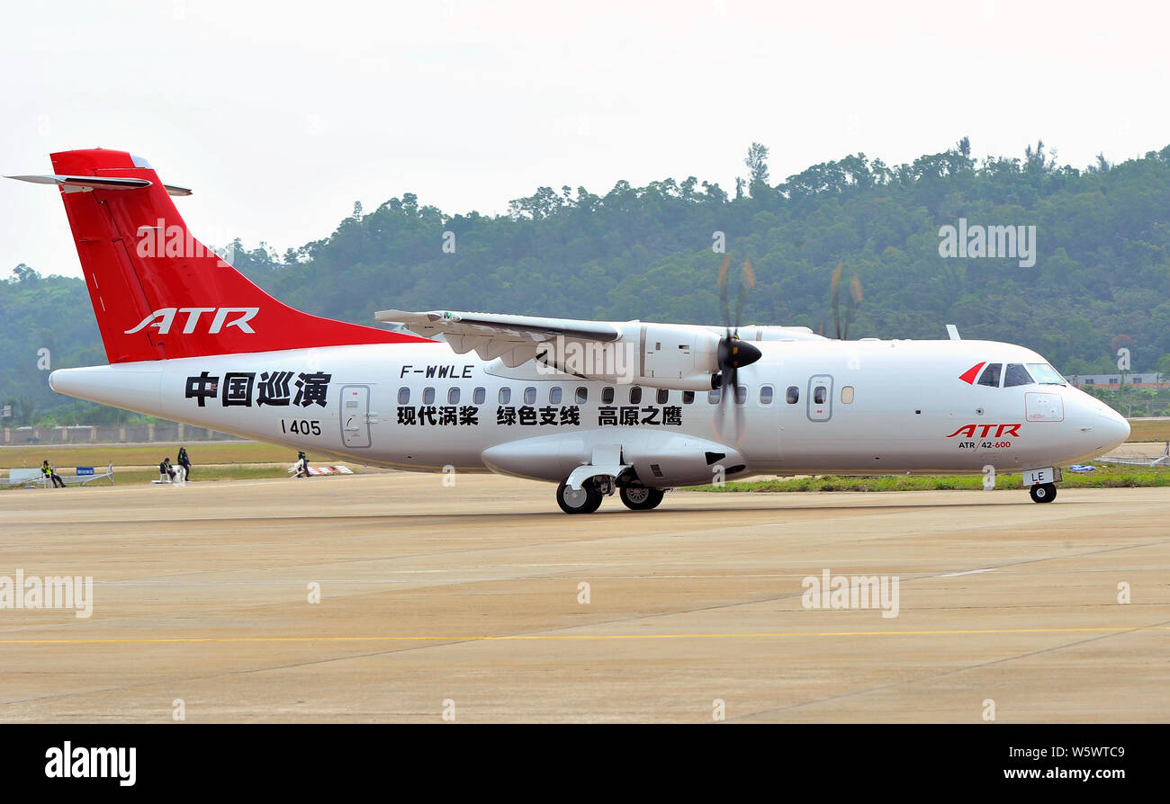 An ATR 42-600 of Turboprop manufacturer ATR takes part in a flight ...