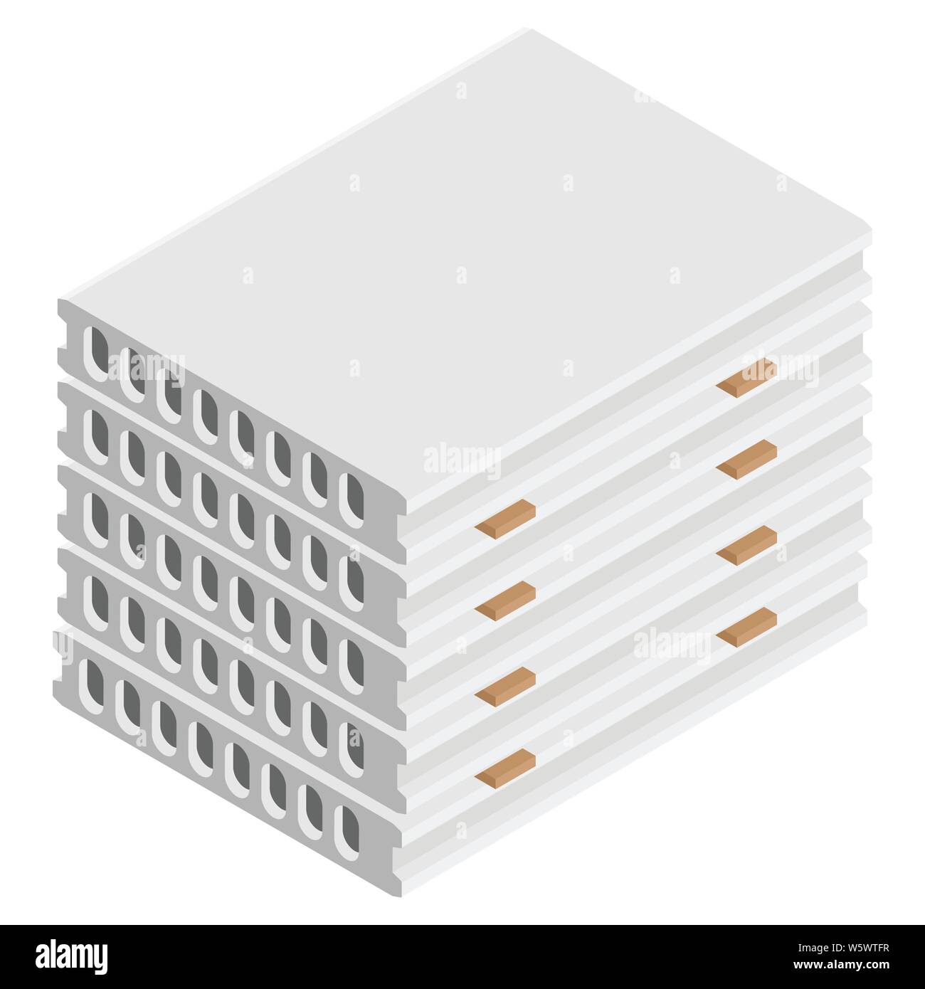 Stack of precast concrete solid blocks isometric view isolated on white ...