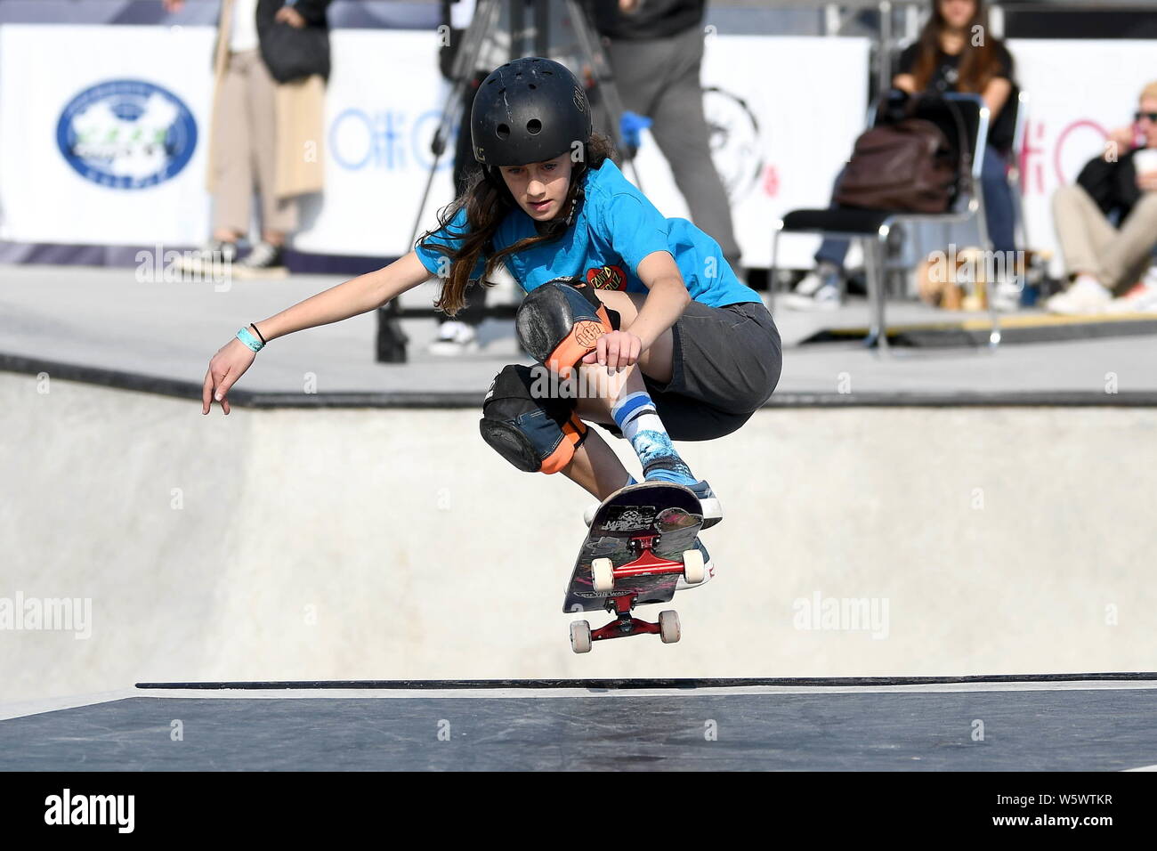 A player competes in the women's final match during the 2018 World ...