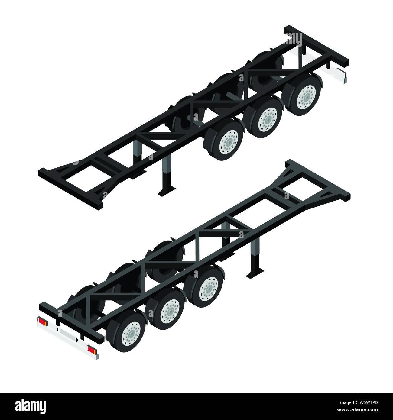 Truck semi trailer isometric view isolated on white background Stock ...