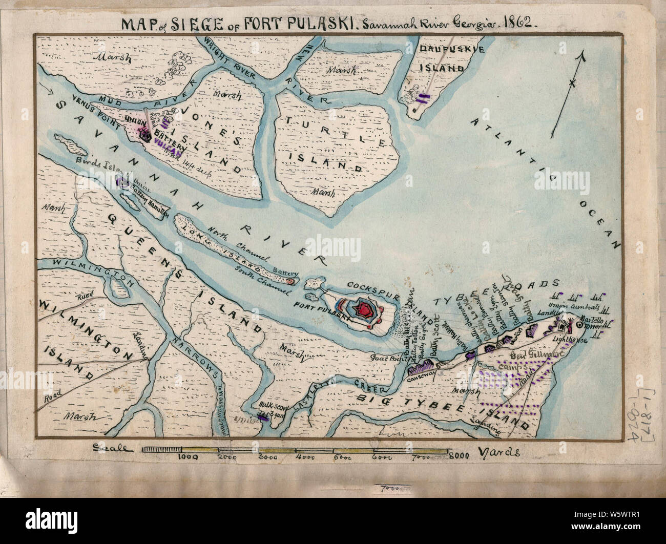 Civil War Maps 0799 Map of siege of Fort Pulaski Savannah River Georgia ...