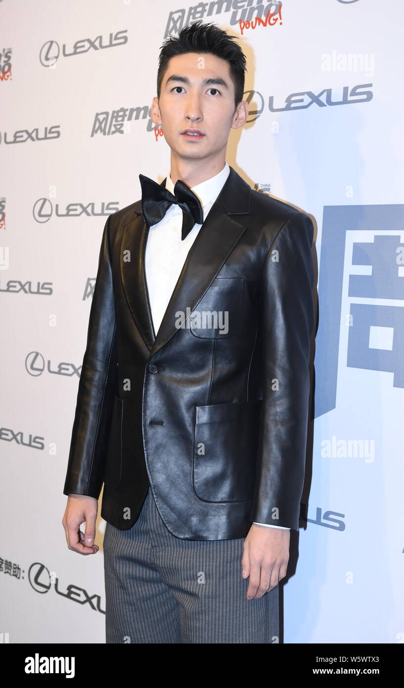 Chinese short track speed skater Wu Dajing, the winner of the men's 500 ...