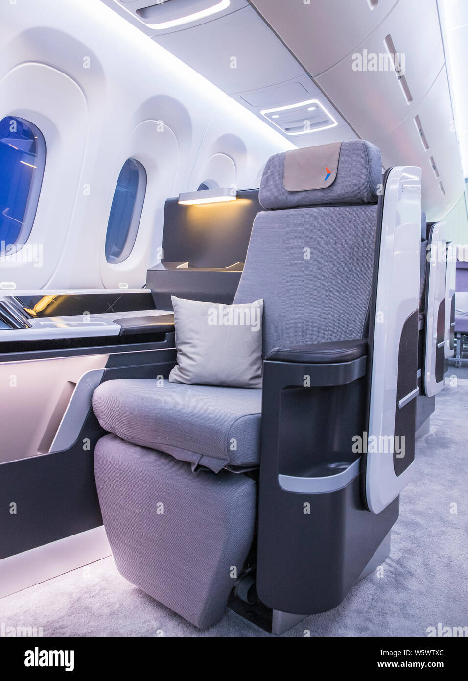 Interior view of a full-size mock-up of the CR929 widebody jet ...