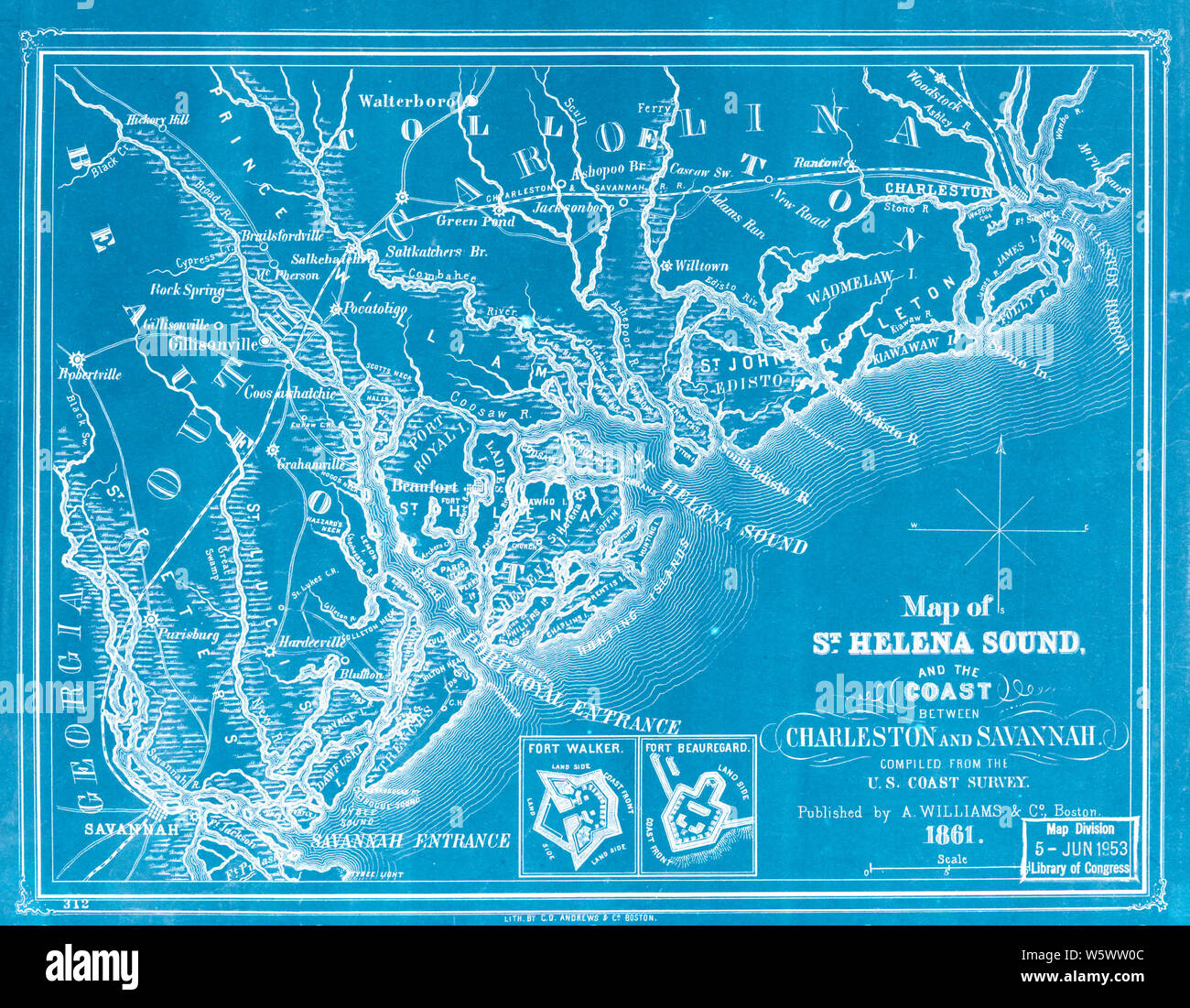 Civil War Maps 0801 Map of St Helena Sound and the coast between ...