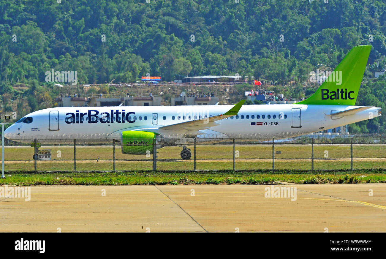 An Airbus airBaltic A220-300 new generation single aisle aircraft ...