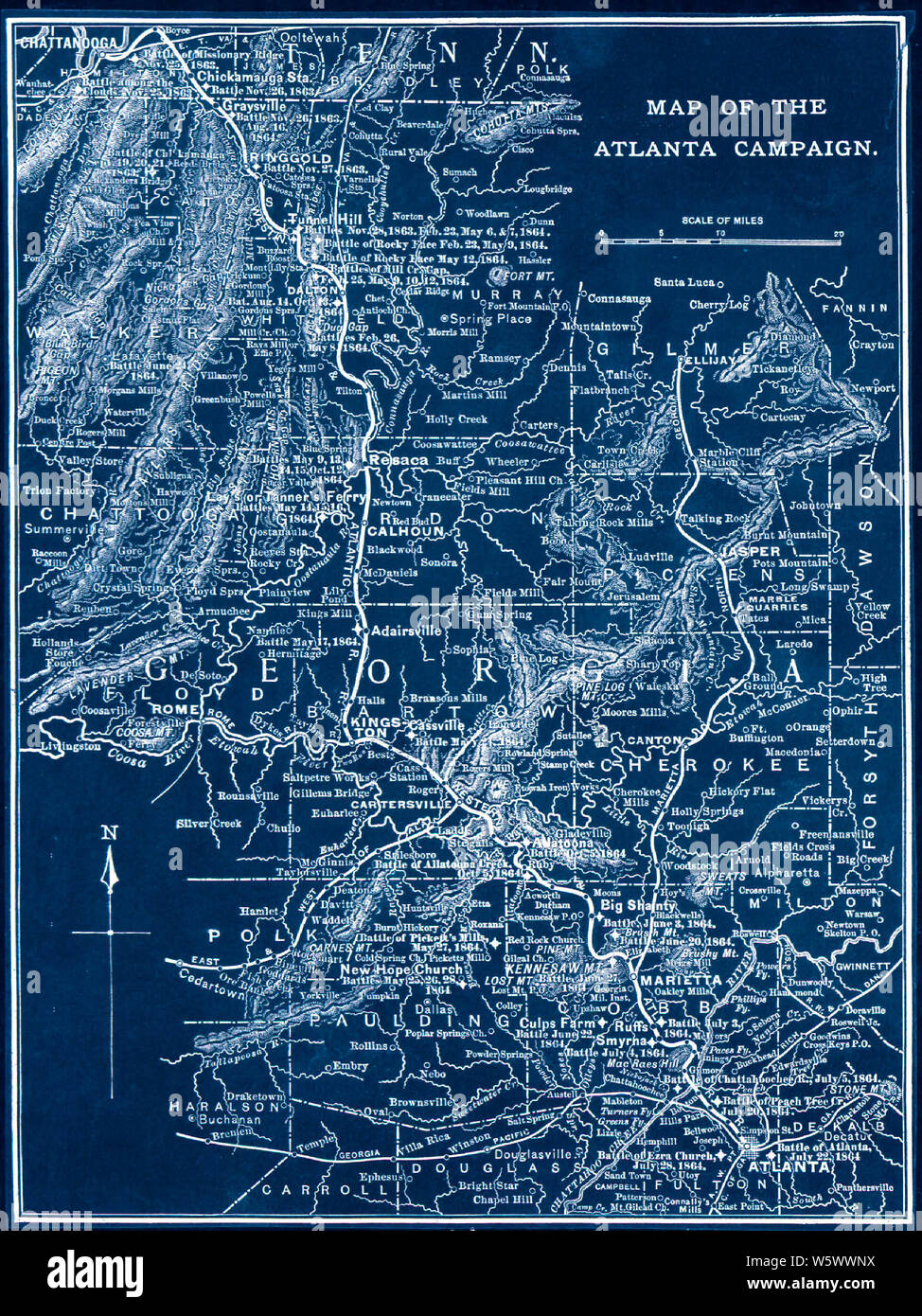 Civil War Maps 0813 Map of the Atlanta campaign May-Sept 1864 Inverted ...
