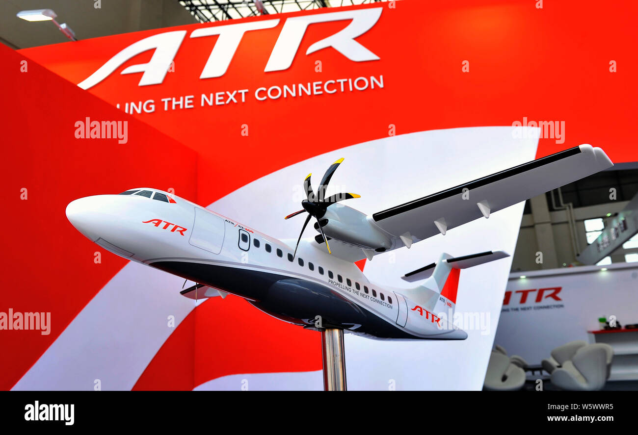 --FILE--View of the stand of Franco-Italian aircraft manufacturer ATR ...
