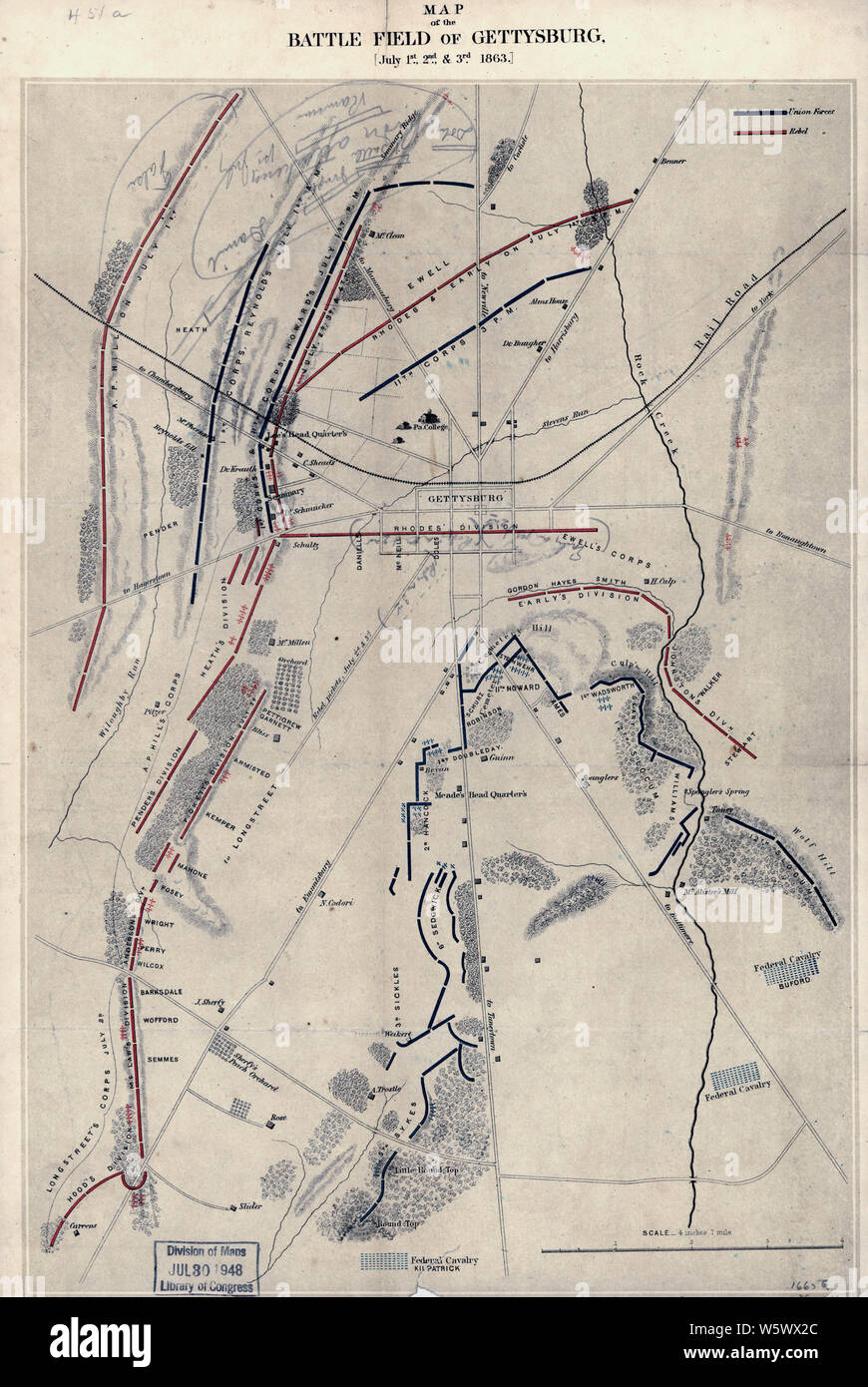 Battle of gettysburg map hi-res stock photography and images - Alamy