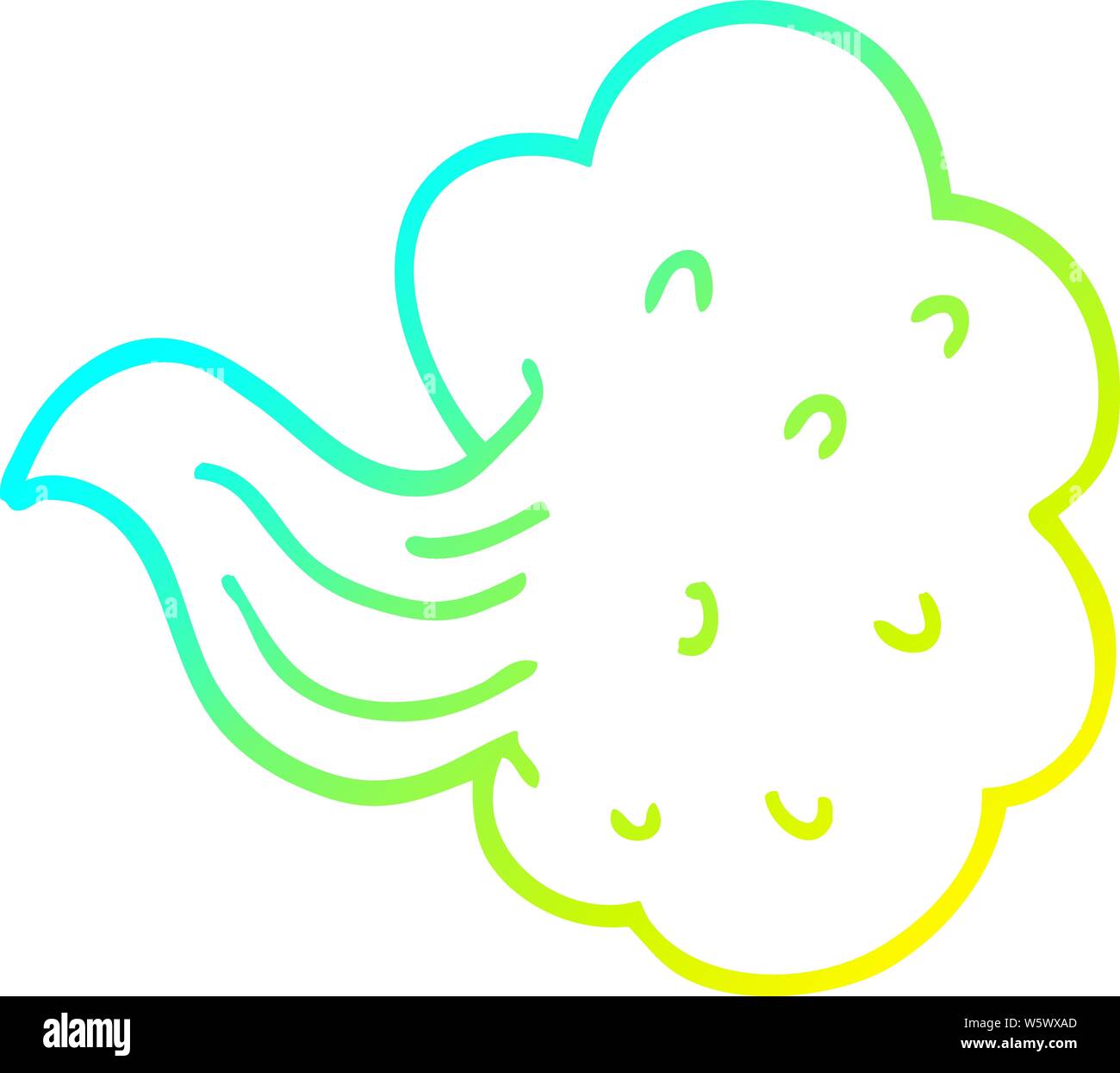 cold gradient line drawing of a cartoon gust of air Stock Vector Image ...