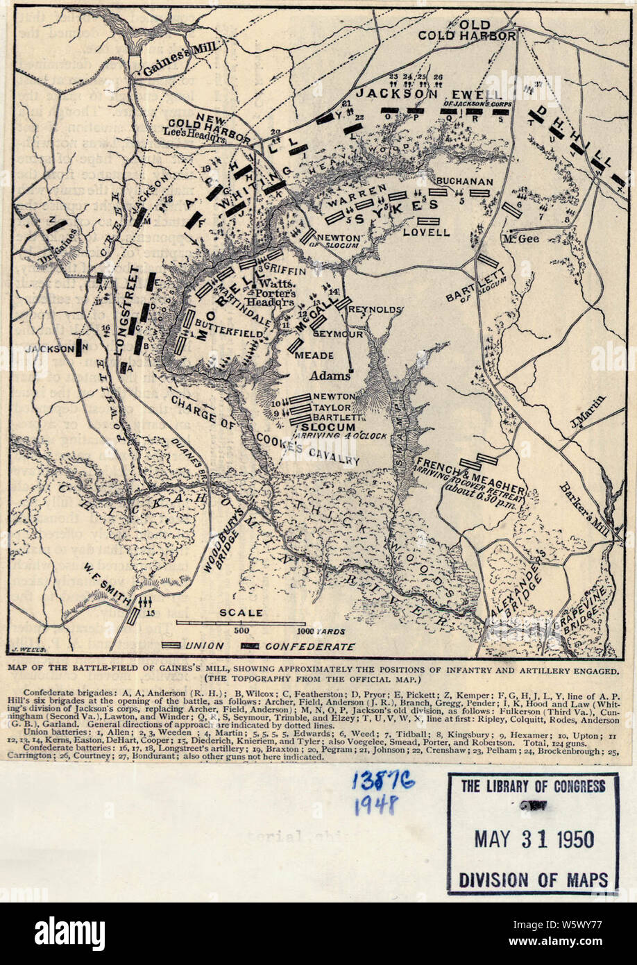 Civil War Maps 0840 Map of the battle-field of Gaines's Mill showing ...