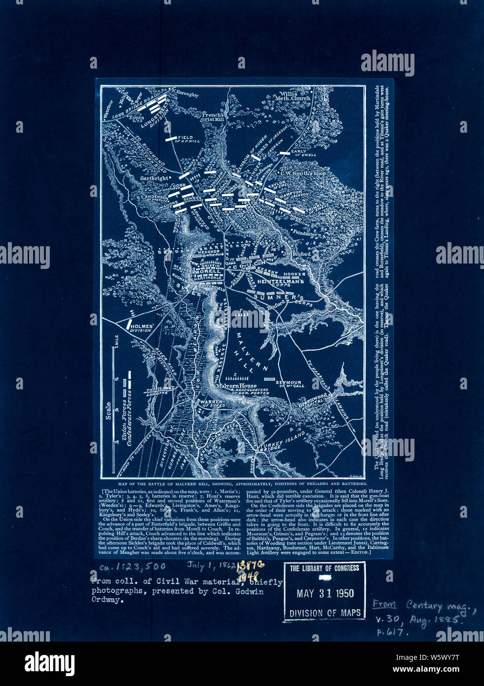 Civil War Maps 0838 Map of the battle of Malvern Hill showing ...