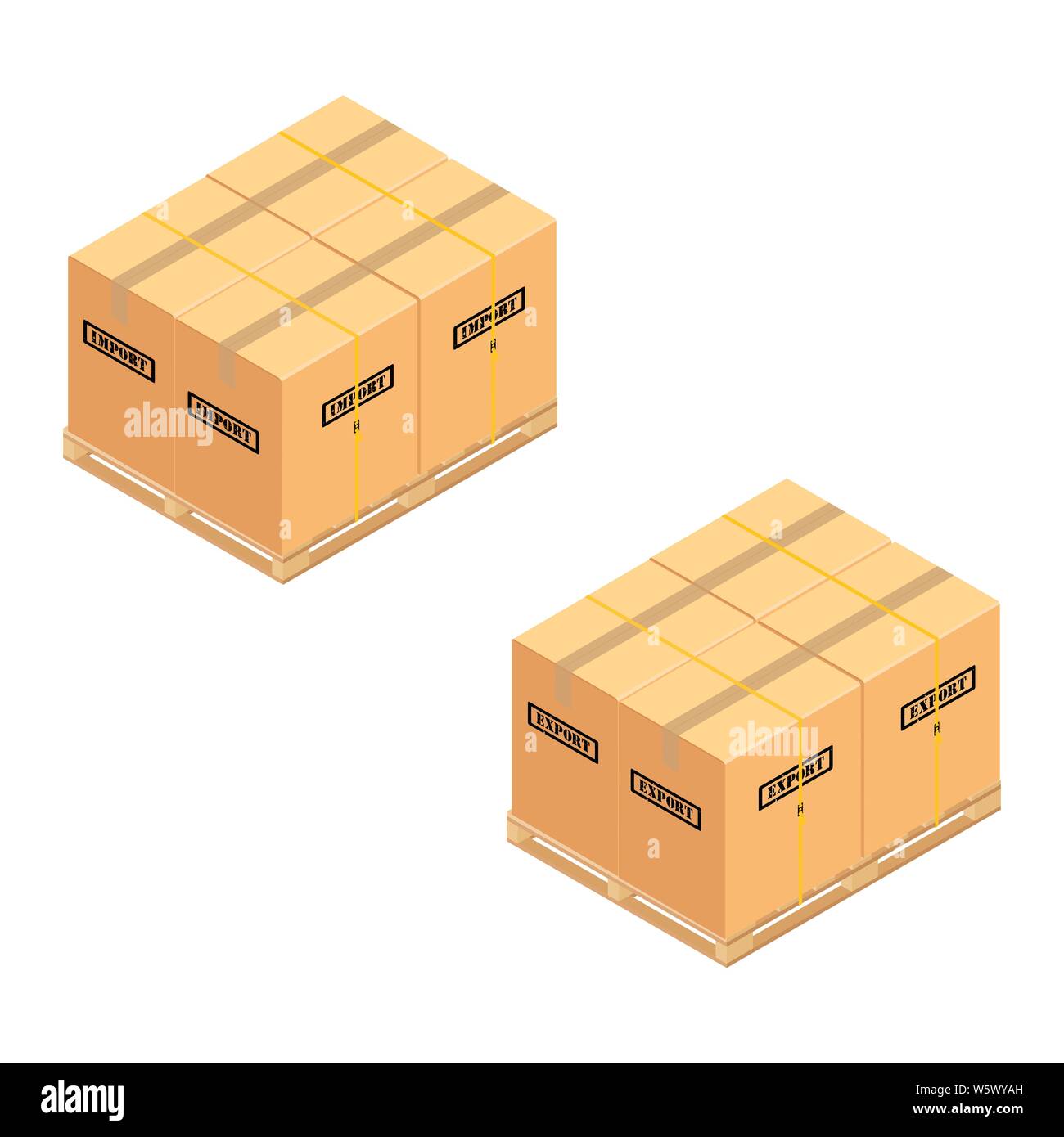 Boxes on wooden pallet. |Warehouse import and export cardboard parcel ...