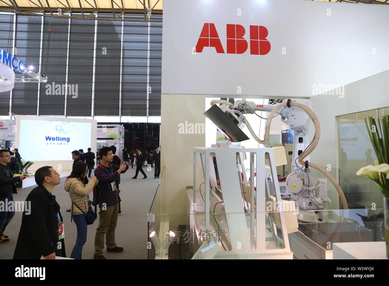 --FILE--View of the stand of Swiss engineering group company ABB during ...